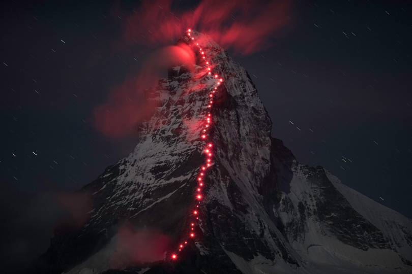 Matterhorn Peak illuminated for 150th anniversary of the first ascent ...